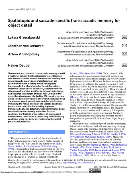 Pdf Spatiotopic And Saccade Specific Transsaccadic Memory For Object