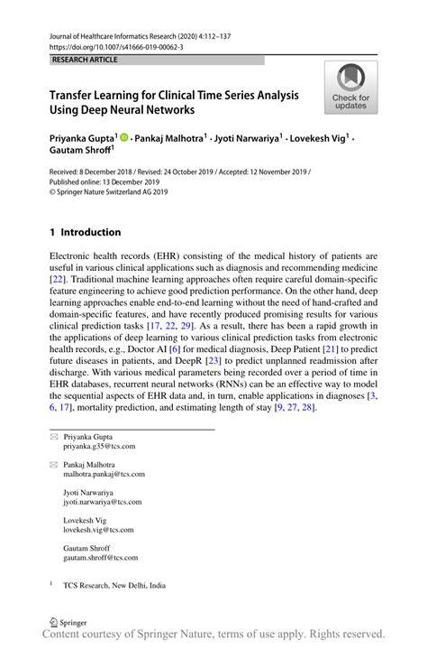 Transfer Learning For Clinical Time Series Analysis Using Deep Neural Networks Request Pdf