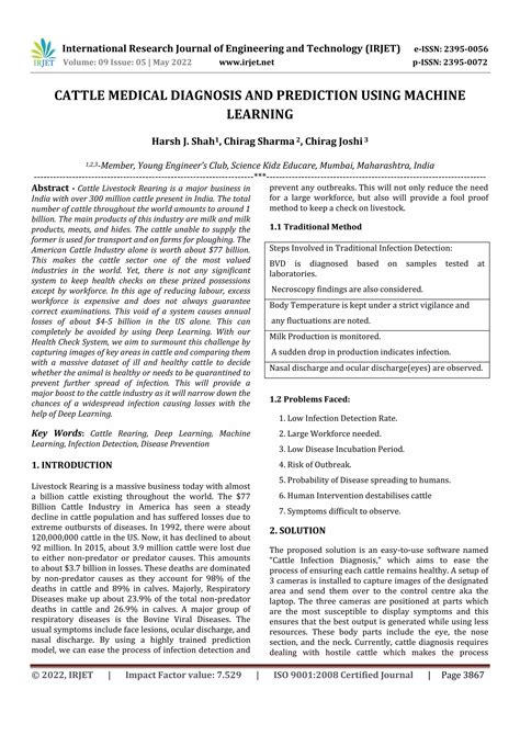 cattle medical diagnosis and prediction using machine learning pdf