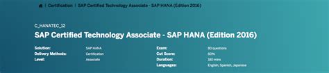 SAP Certified Technology Associate C HANATEC SAP Community