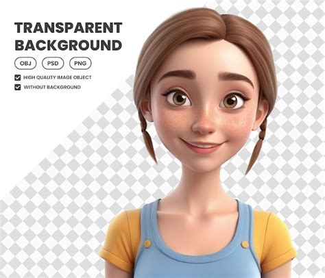 Premium Psd Cheerful 3d Cartoon Teenage Girl Radiating Joy