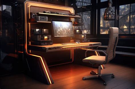 Futuristic Gaming Room With Monitors And Computers 3d Rendering Of A Computer Room With A Lot
