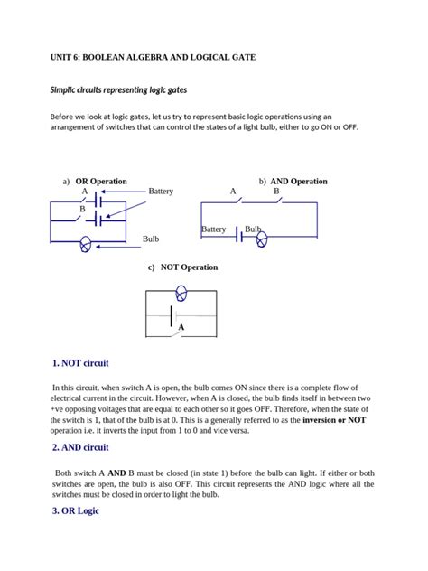 Unit6 Boolean Algebra And Logical Gates Pdf Logic Gate Boolean