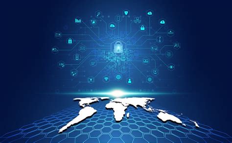 Premium Vector Abstract Padlock Cyber Security With Hexagon Icons