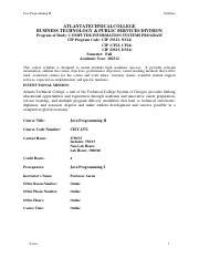 CIST Java Programming II Pdf Java Programming II Syllabus ATLANTATECHNICALCOLLEGE