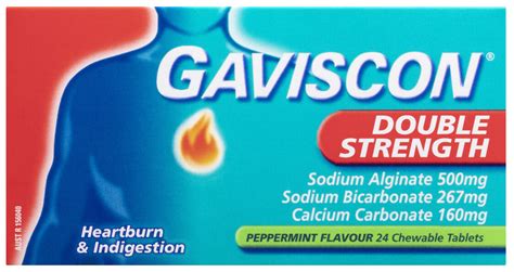 Gaviscon Double Strength Chewable Tablets Peppermint Heartburn