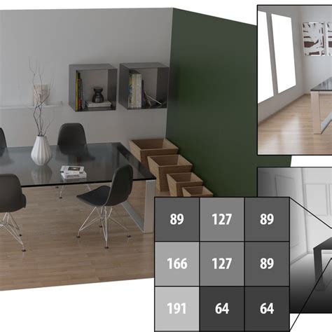 color and depth buffer of a 3 d scene both represented with values in