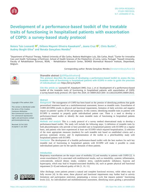 Pdf Development Of A Performance Based Toolkit Of The Treatable Traits Of Functioning In