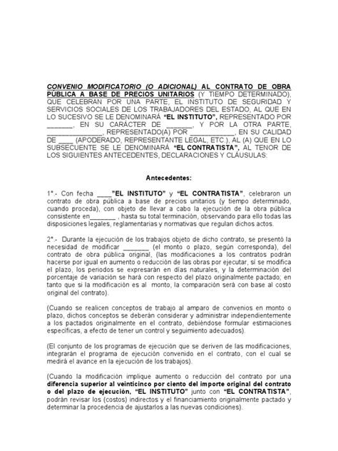Convenio Modificatorio Opublica Descargar Gratis Pdf México Regulación