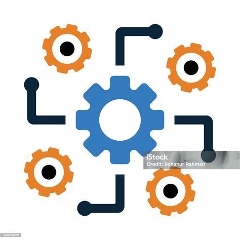 Process Robotic Automation Gear Setting Business Automation Gear Icon Stock Illustration