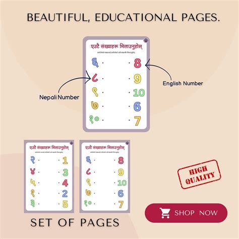 Printable Match The Nepali Number And English Number Preschool