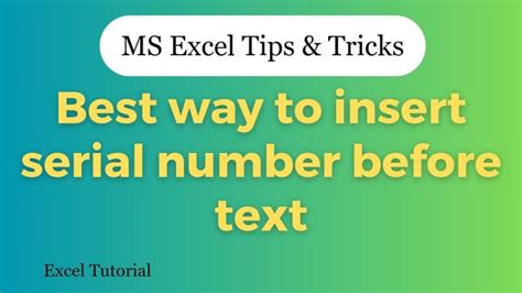 Excel A Z On Linkedin Best Way To Insert Serial Number Before Text
