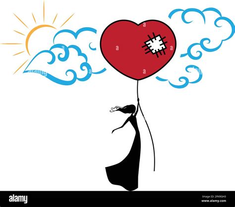 Romantic Balloon Flight Vector Graphic Design Element Stock Vector