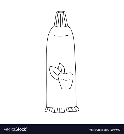 Toothpaste Outline Doodle Dental Hygiene Oral Vector Image