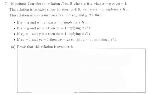 Solved 7 10 Points Consider The Relation R On R Where XRy Chegg Com