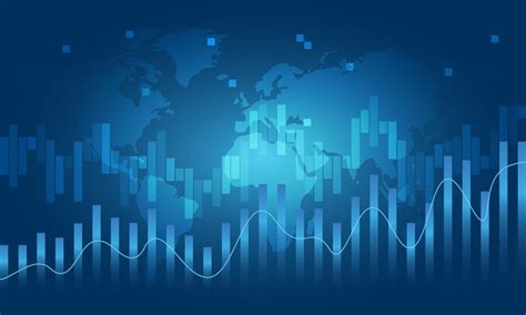 Premium Vector World Map With Financial Data Graph Chart On Blue