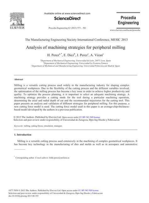 Pdf Analysis Of Machining Strategies For Peripheral Milling