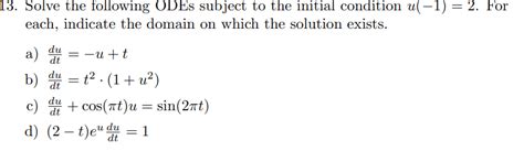 solved 3 solve the following odes subject to the initial