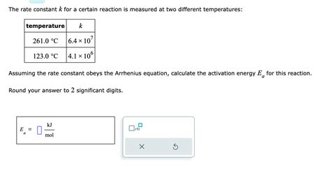 Solved Using The Arrhenius Equation To Calculate Ea From K