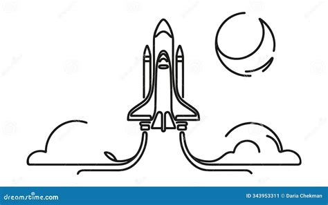 One Continuous Line Drawing Of Rocket Space Ship Launch Stock Illustration Illustration Of
