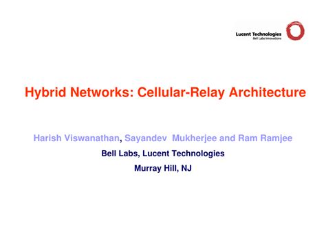 Pdf Hybrid Networks Cellular Relay Architecture