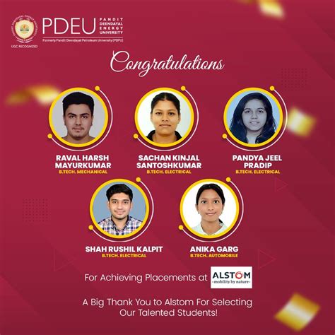 Pandit Deendayal Energy University On Linkedin Placement Alstom Pdeu