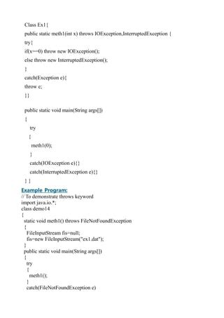 Exception Handling Notes In Java Exception PDF Programming Languages Computing