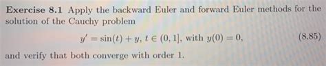 solved exercise 8 1 apply the backward euler and forward