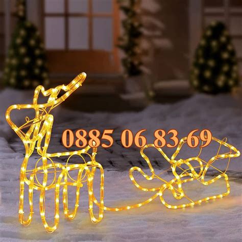 2 модела Коледен елен с шейна светещ елен коледна украса Аксесоари