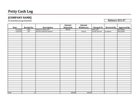 Excel Cashbook Template