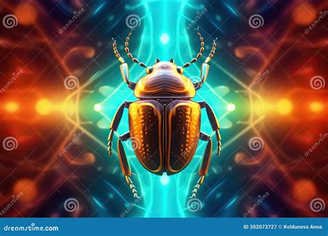 System Bright Bug On Bright Background Concept Of Error Resolution Stock Illustration