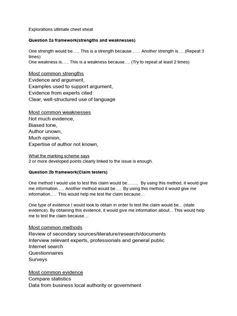 Explorations Ultimate Cheat Sheet Pdf Reason Argument