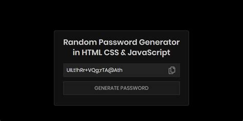 Random Password Generator App In Html Css And Javascript Dev Community
