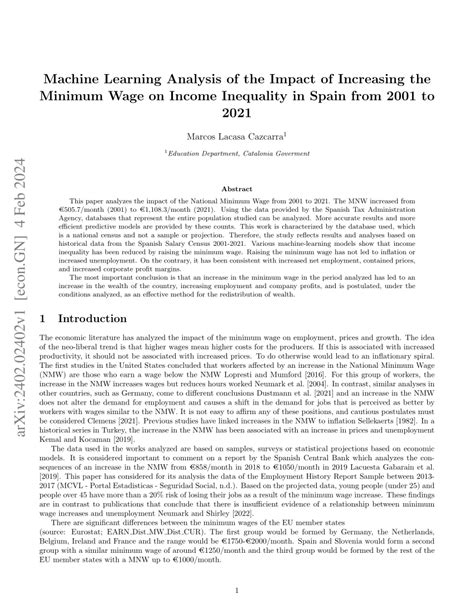 Pdf Machine Learning Analysis Of The Impact Of Increasing The Minimum Wage On Income