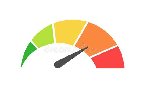 Vector Speedometer Meter With Arrow For Dashboard With Green Yellow Red Indicators Gauge Of