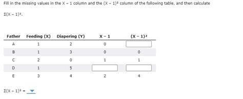 solved fill in the missing values in the x−1 column and the