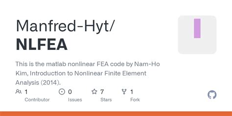 GitHub Manfred Hyt NLFEA This Is The Matlab Nonlinear FEA Code By Nam Ho Kim Introduction To