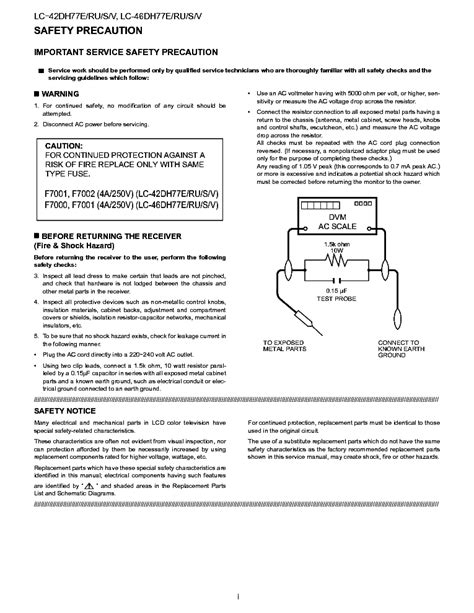 SHARP LC 42DH77E RU S V LC 46DH77E RU S V Service Manual Download Schematics Eeprom Repair