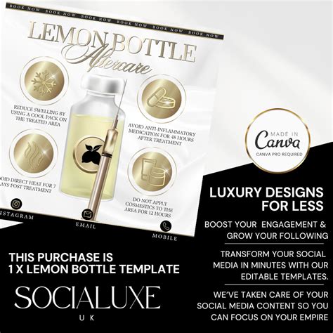 Lemon Bottle Fat Dissolving Social Media Flyer Canva Template Etsy