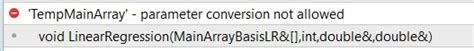 Error Message Parameter Conversion Not Allowed Passing Values To A Function In An External