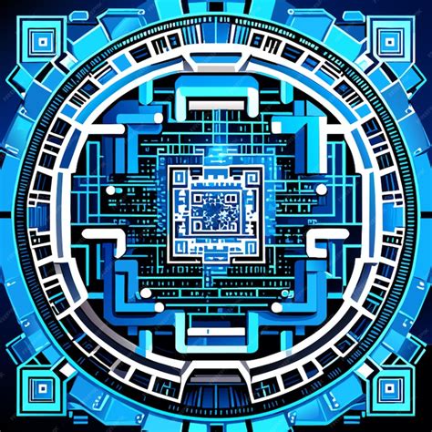 Premium Vector Qr Barcode Blue Circuit Board Digital Qr Code Vector
