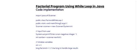 Javaprogramming Factorial Unpeducation Javatutorial Coding Unp