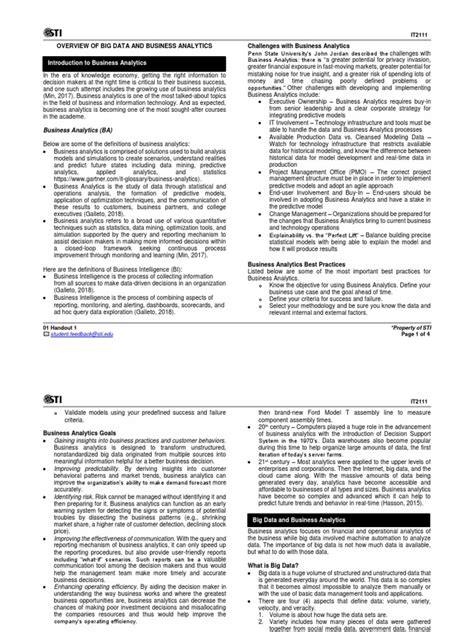 business analytics ho 1 pdf analytics big data