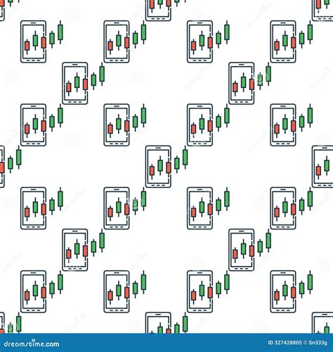 Candlestick Chart Pattern Inside Smartphone Vector Stock Trading Colored Seamless Pattern