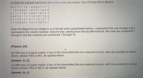Solved A Both The Payload And Parity Bits In Blue Color Chegg Com
