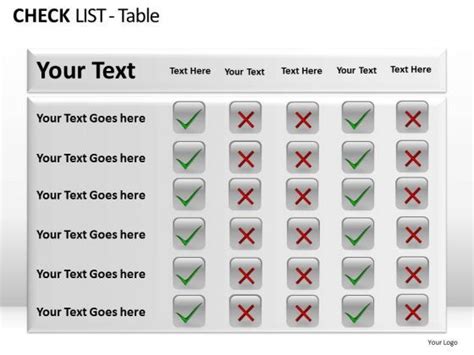 PowerPoint Process Strategy Check List Table Ppt Presentation