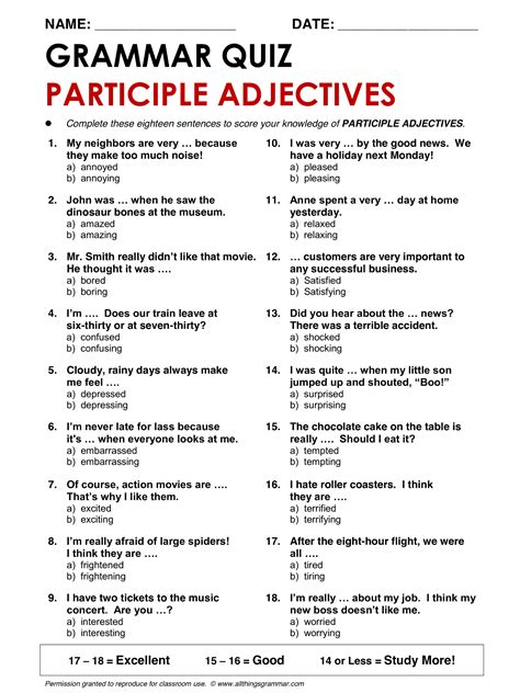 Participles Worksheets