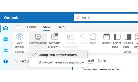 Microsoft Outlook Using Conversations View First Call