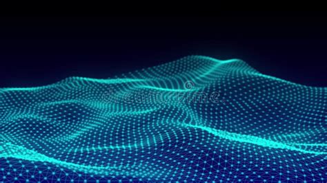 Dynamic Wave Of Glowing Particles Digital Technology Background 3d Rendering 4k Animation