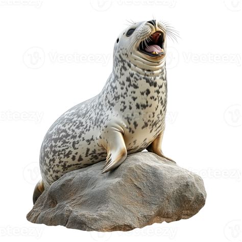 Happy Seal Resting On Rock Showcasing Its Playful Nature And Unique